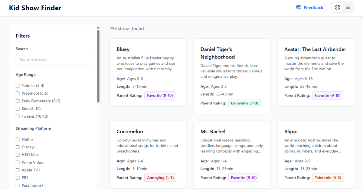 Kid Show Finder - Find the Best Children's Shows by Age, Platform & More